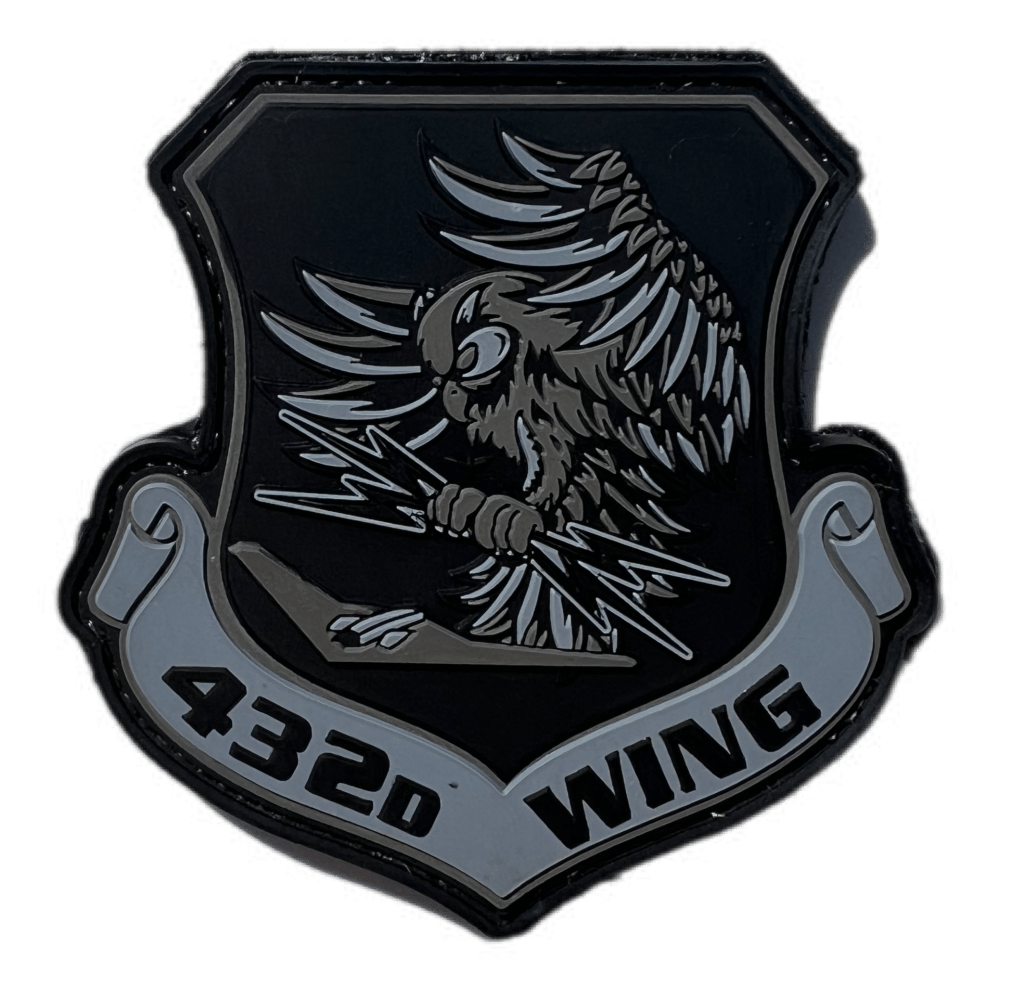 432 Wing Owl Black PVC Patch – Badass Patches
